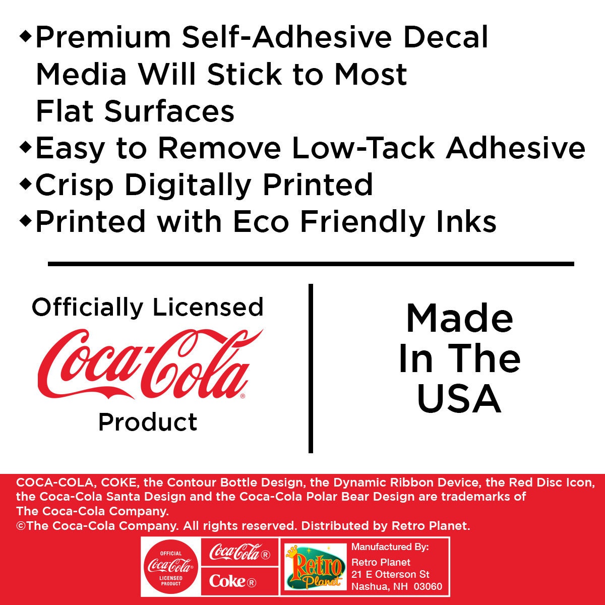 Home Décor Coke 1970s Logo Vinyl Wall Decal Coca-Cola Officially ...