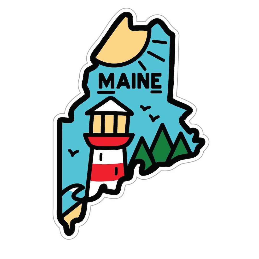 Vinyl Sticker; Maine Lighthouse State Pride Decal, for Scrapbook ...