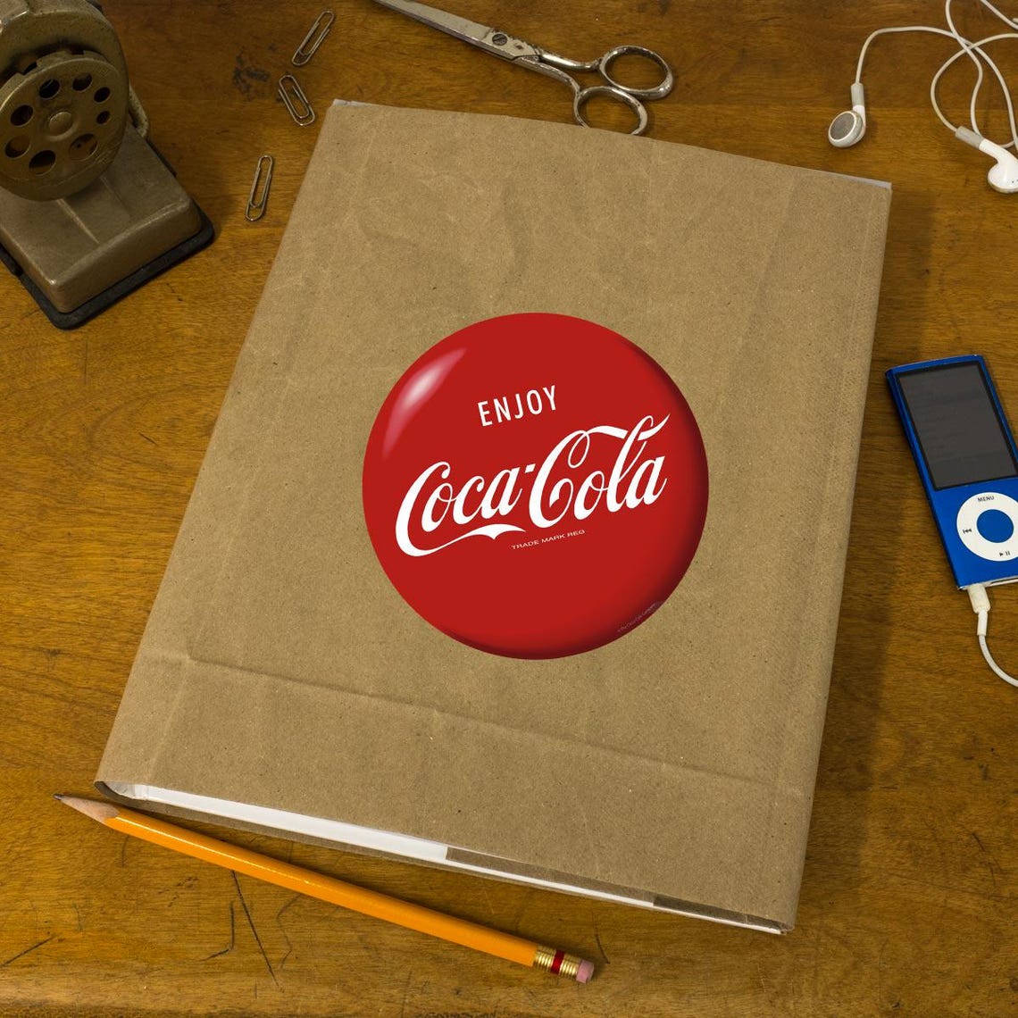 Coca-cola Vinyl Sticker, Enjoy Coca-cola Button Red Disc Bottle, Die ...