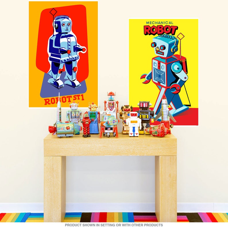 Mechanical Robot Tin Toy Wall Decal | Etsy