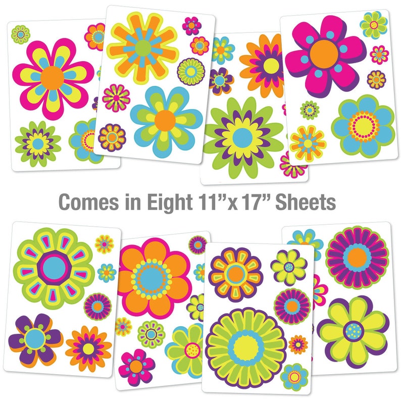 Mod Flowers Wall Decals Groovy 60s 70s Style Peel & Stick - Etsy