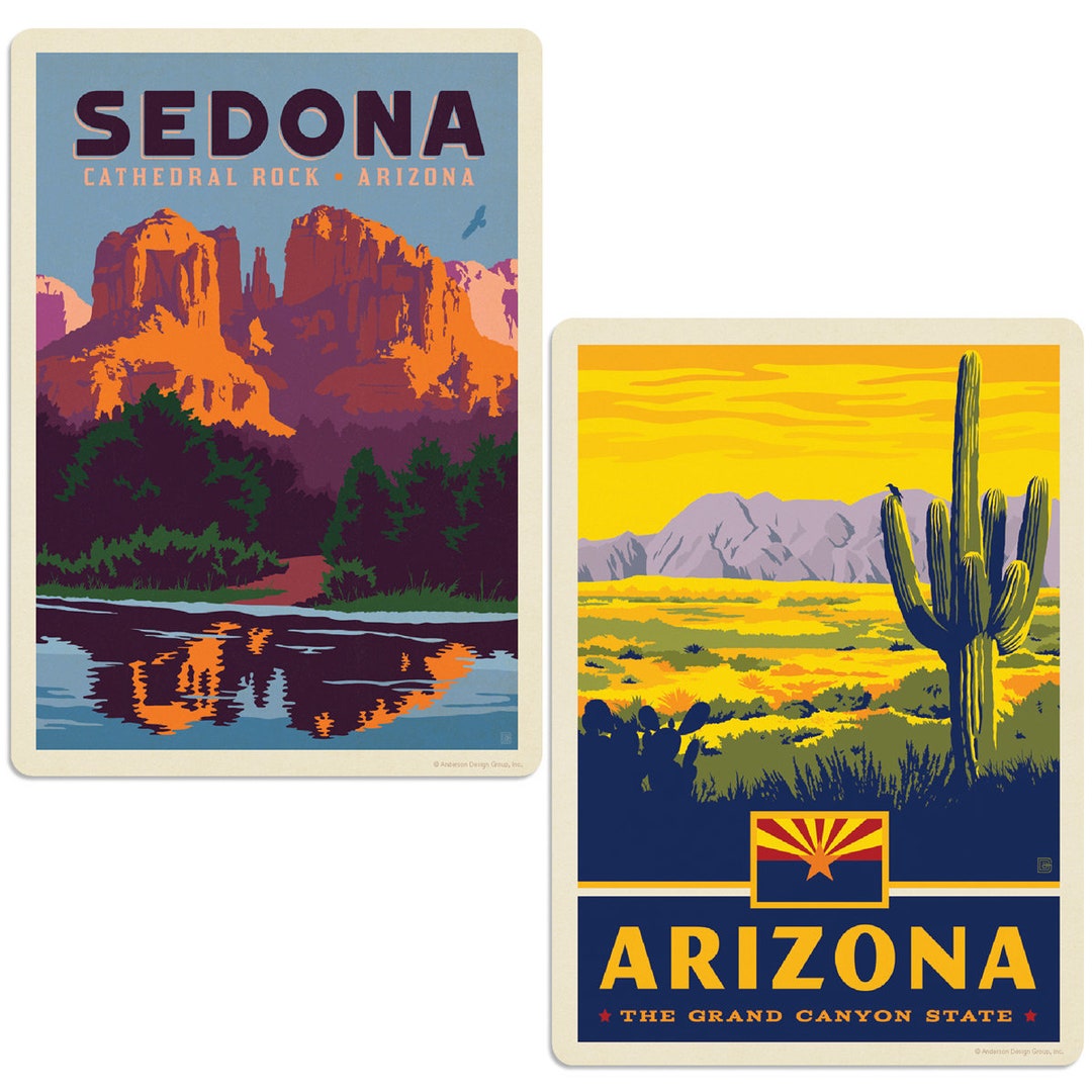 Sticker Set; Arizona Cathedral Rock Sedona, Set of 2 Waterproof Bumper ...