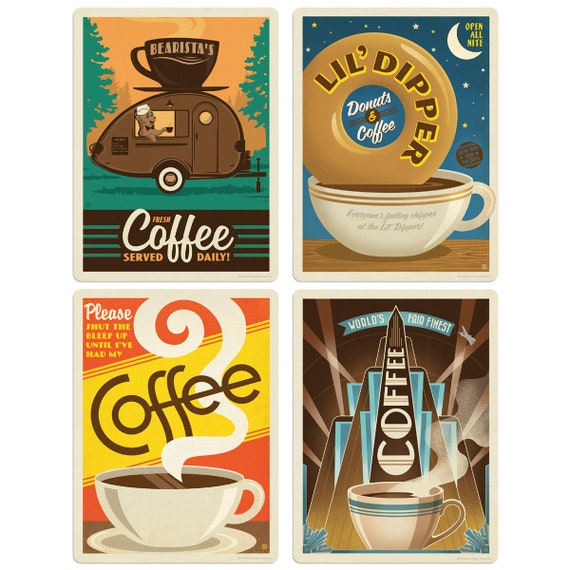 Diner and Coffee Shop Vinyl Sticker Set of 4bumper | Etsy