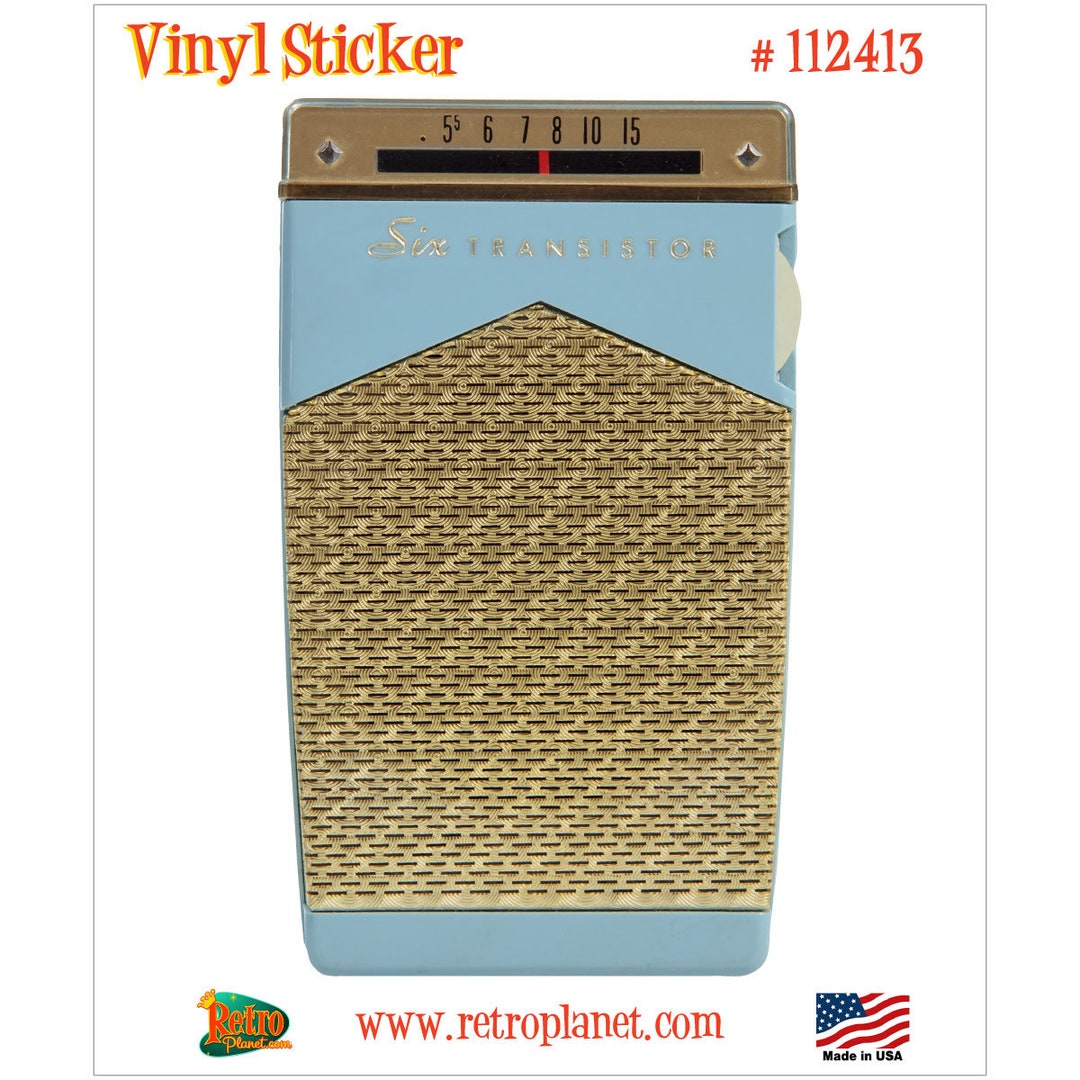 Vinyl Sticker Baby Blue Six Transistor Radio, Vintage Retro Decal ...