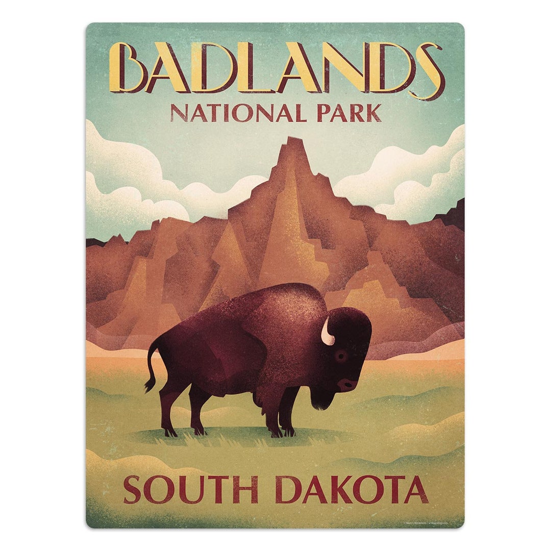 Vinyl Sticker; Badlands National Park South Dakota Buffalo, US Travel ...