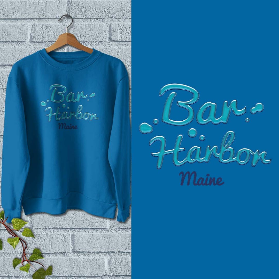Sweatshirt; Bar Harbor Maine Water Drops Design Sweatshirt Adult Unisex ...