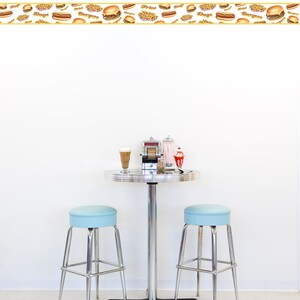 Diner Wall Decal Border, Hamburgers Hot Dogs French Fries Peel & Stick ...