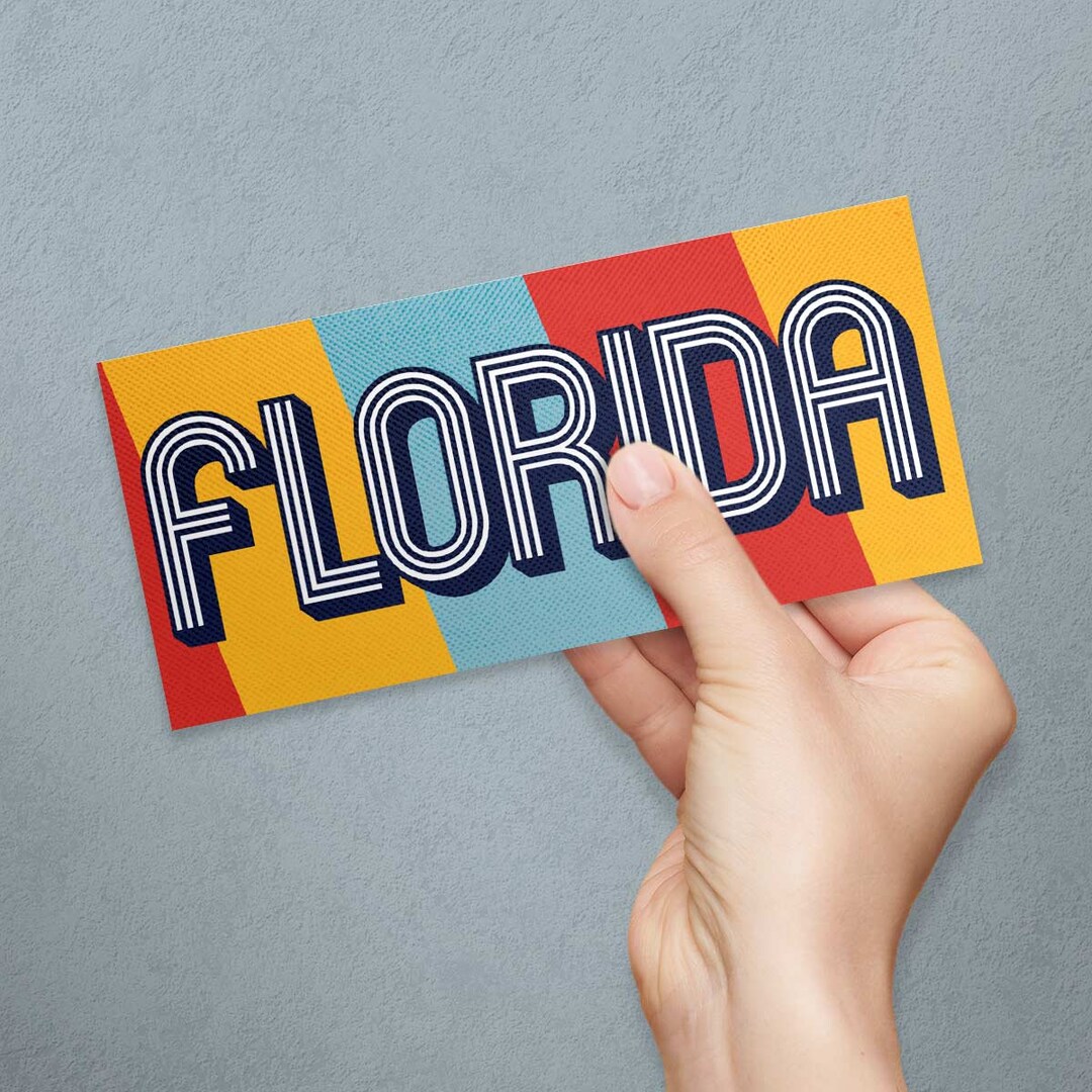 Bumper Sticker; Florida Retro Style Font, for Laptops, Car Windows ...
