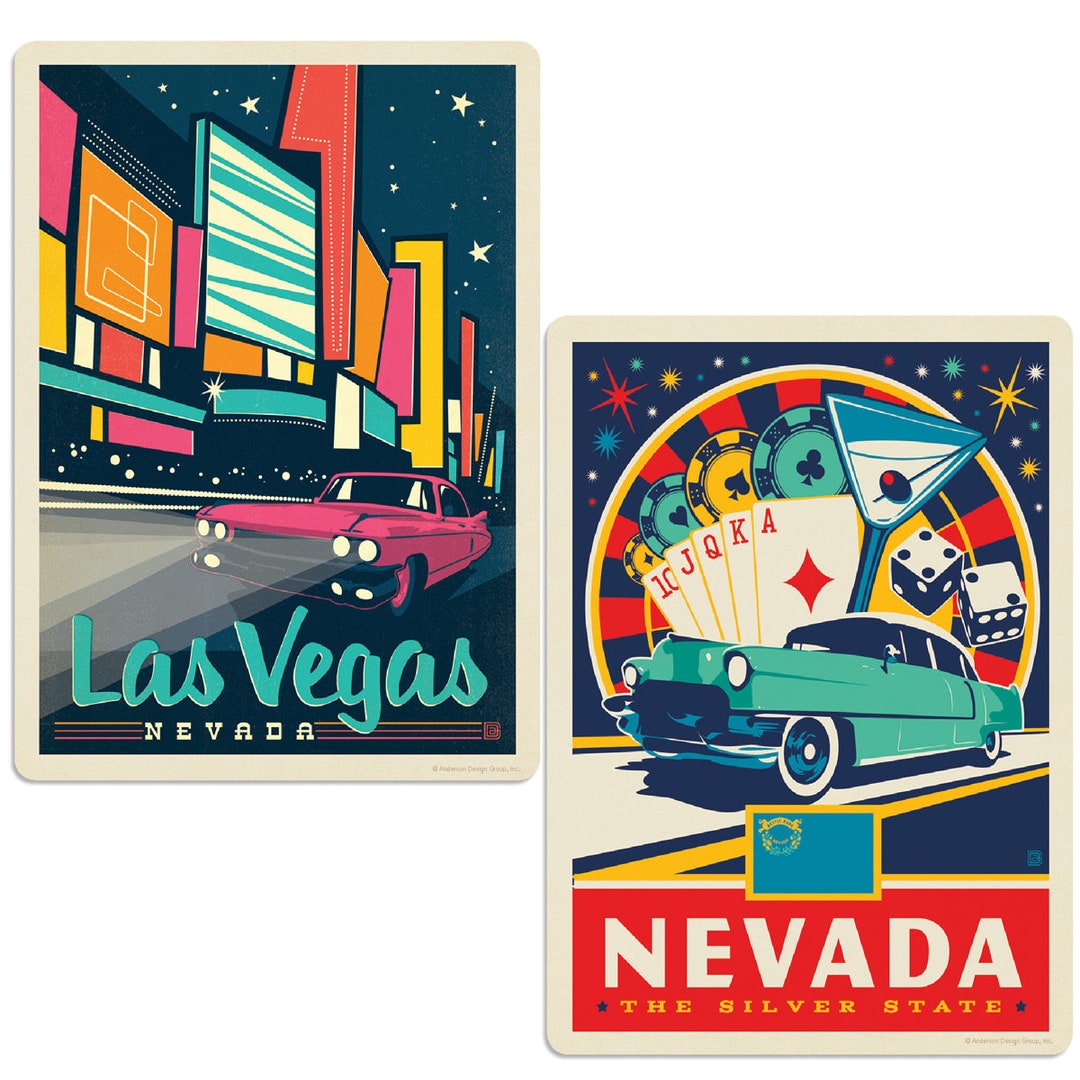 Sticker Set Las Vegas Nevada Strip, Set of 2, Waterproof Bumper Sticker ...