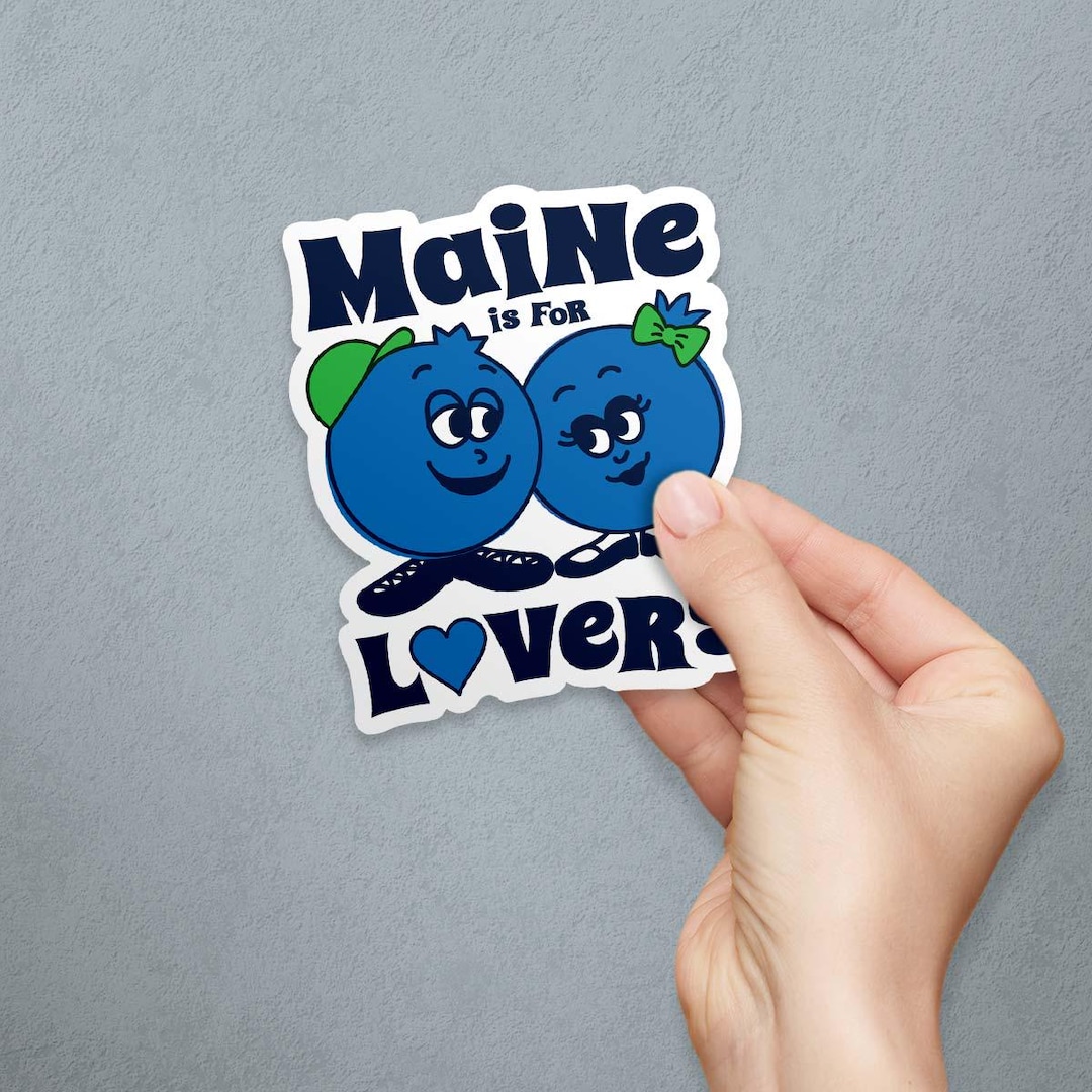 Vinyl Sticker; Maine is for Lovers Retro Blueberries Die Cut Decal, for ...