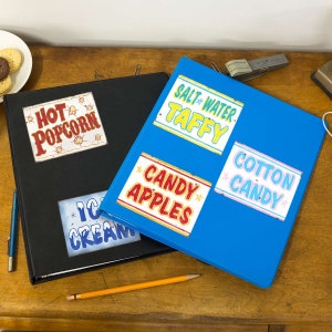 Vintage-inspired Fair Food Stickers: Set of 12 Carnival Theme Decals ...