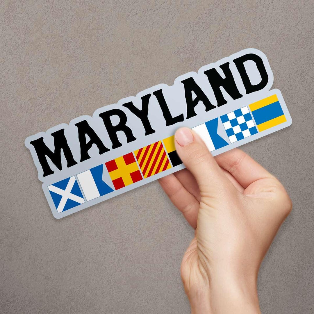 Bumper Sticker; Maryland Nautical Flag Large Vinyl Sticker, for Windows ...