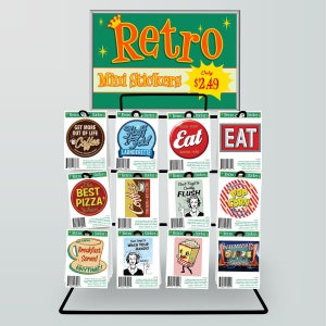 Food Theme Mini Vinyl Stickers 240 Ct Bundle With Display Rack, Vinyl ...