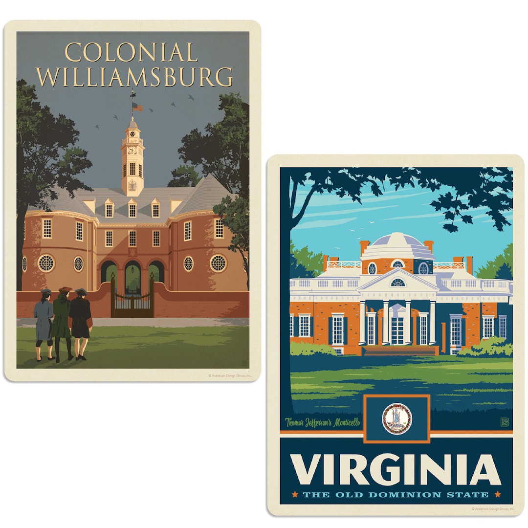 Sticker Set; Colonial Williamsburg Virginia Monticello, Set of 2 ...