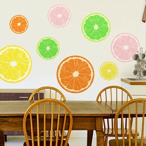 Fruit Slices Wall Decals, 8 Assorted Lemon, Lime, Orange & Pink ...