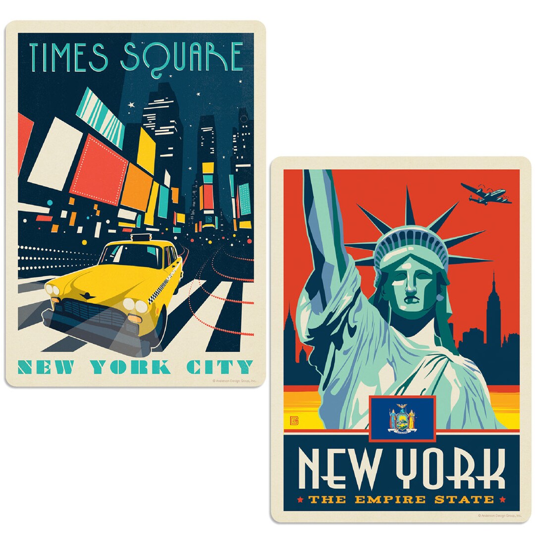New York City Times Square Sticker Set of 2bumper Stickerssuitcase ...