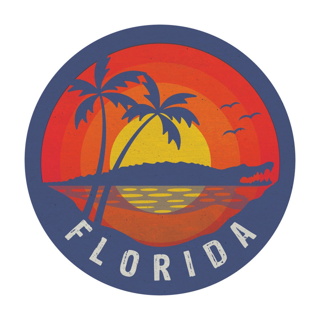 Die Cut Vinyl Sticker; Florida Gator Land, FL Beach Decal Waterproof ...