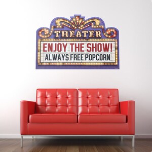 Home Theater Marquee Enjoy the Show Decal, Peel & Stick Graphic ...