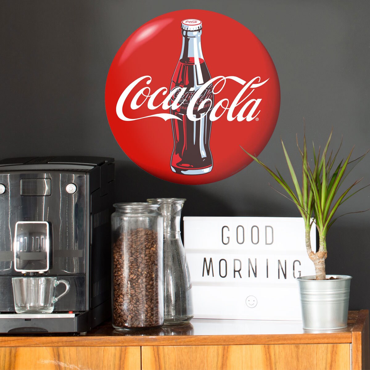 Coca-cola Red Disc Bottle Vinyl Wall Decal, Coke Button, Vintage Style ...