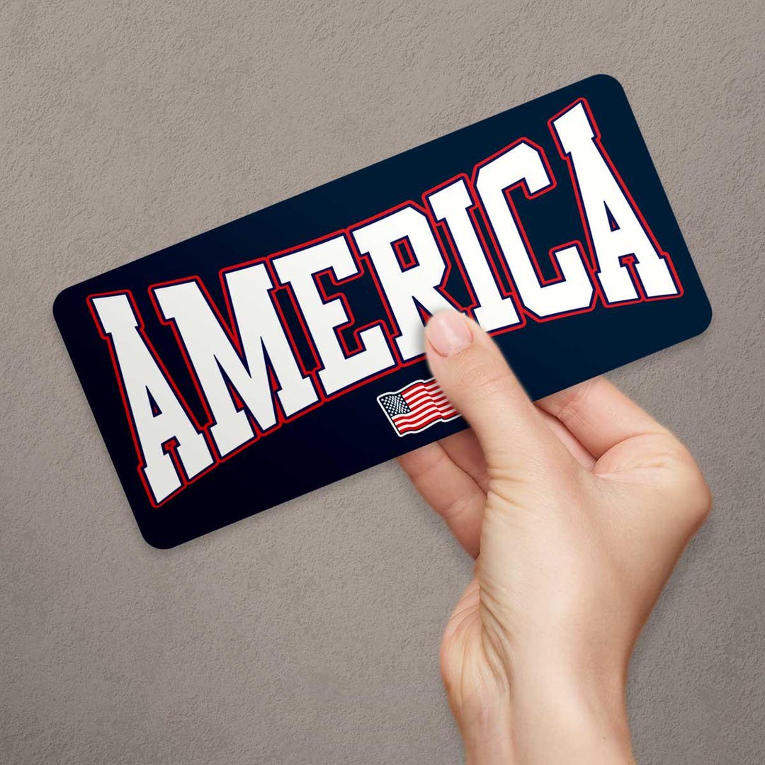 Bumper Sticker, America US Flag Double Arc Font Large Vinyl Decal ...