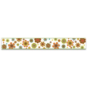 Mod Flowers Wall Border Peel & Stick Decal, 1970s Colors Wall Sticker ...