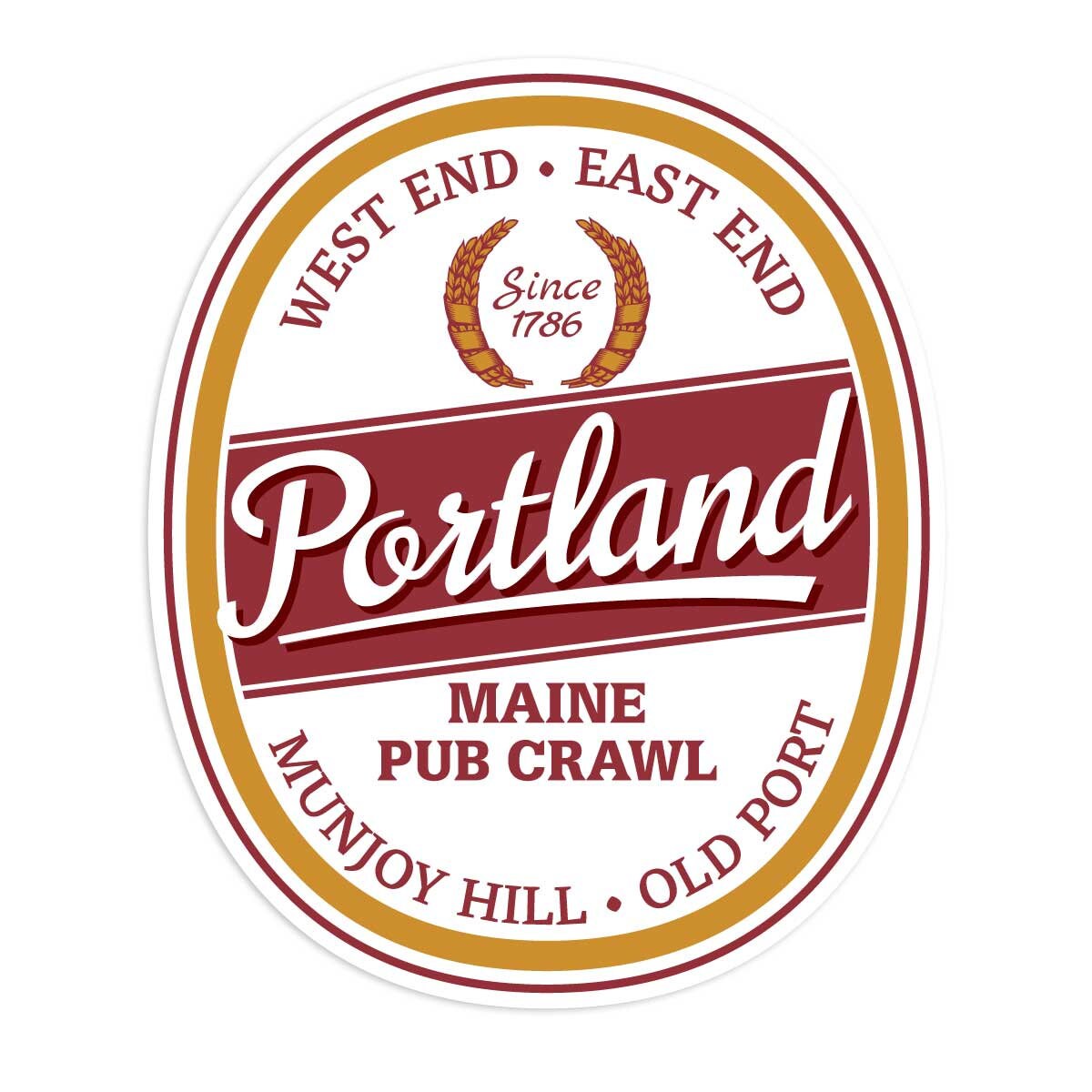 Portland Maine Pub Crawl Sticker: Vintage Style Vinyl Decal - Etsy