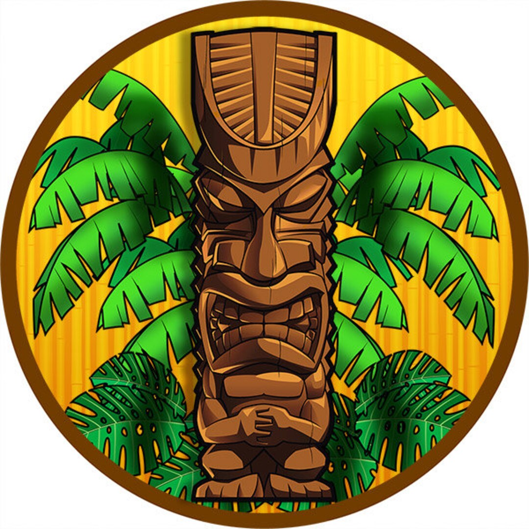 Vinyl Sticker Angry Hawaiian Tiki God, Luau Decor Decal for Beach Theme ...