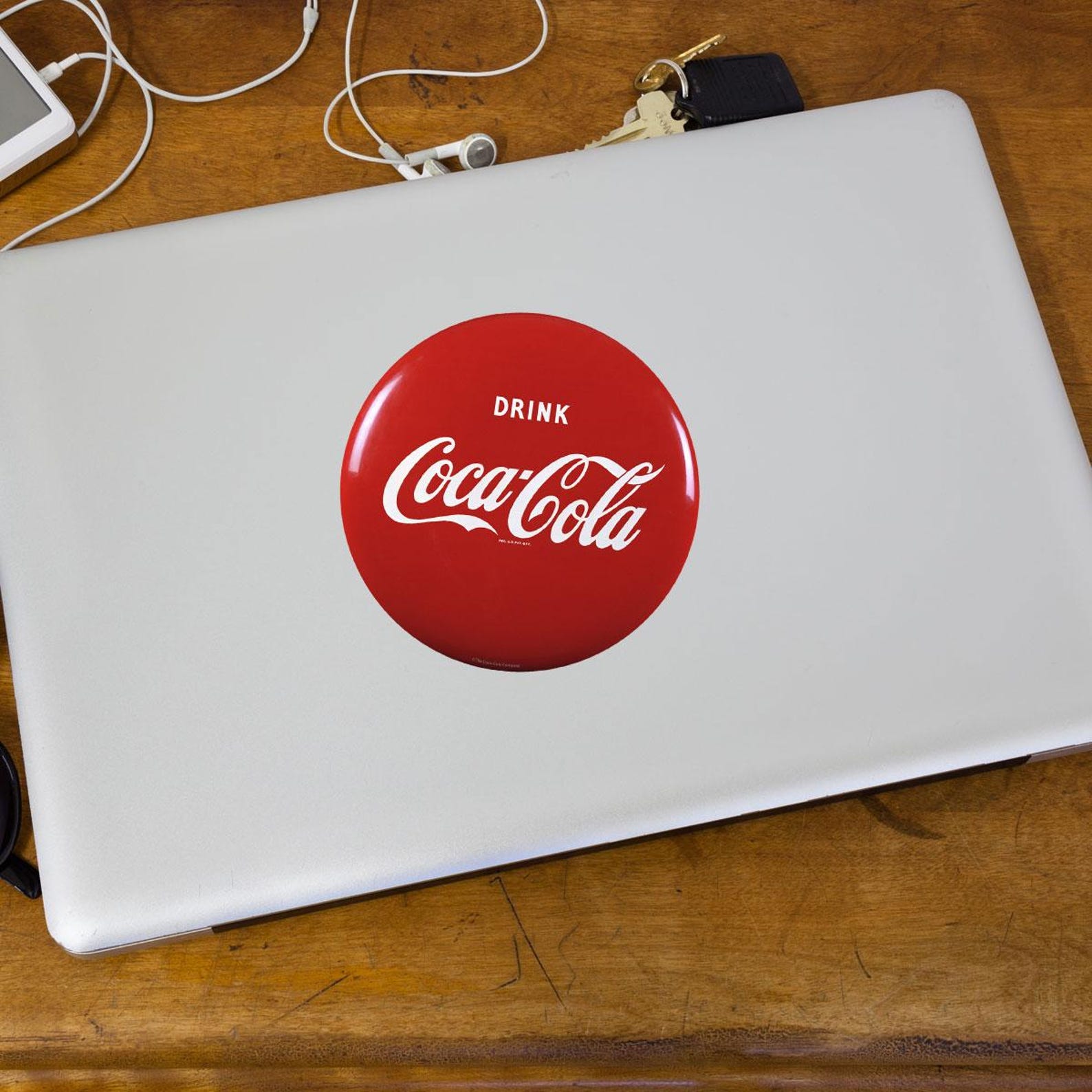 Coca-cola Vinyl Sticker, Coca-cola Button Red Disc, Die Cut Decal for ...
