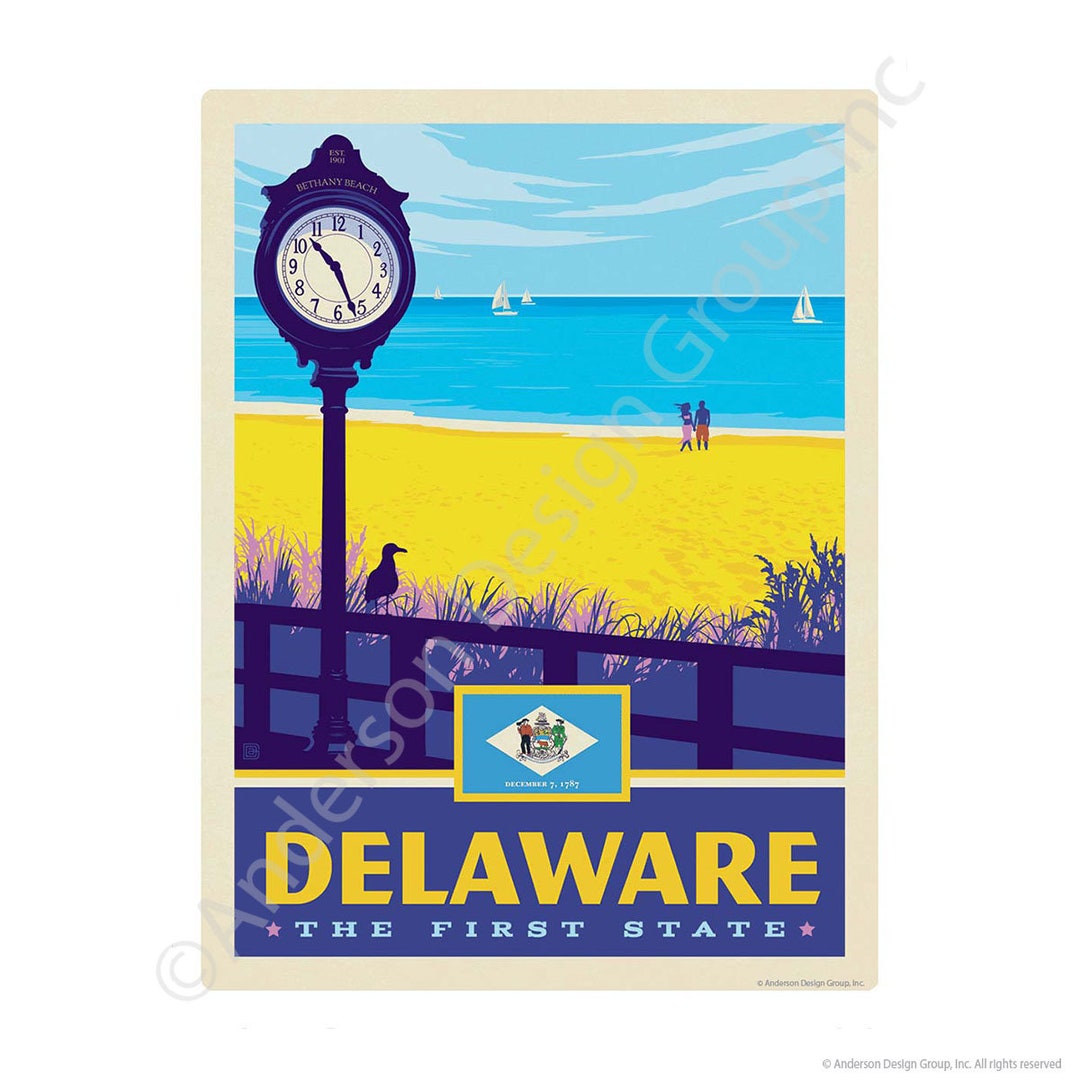 Mini Vinyl Sticker Delaware First State Beach, Waterproof State Pride ...