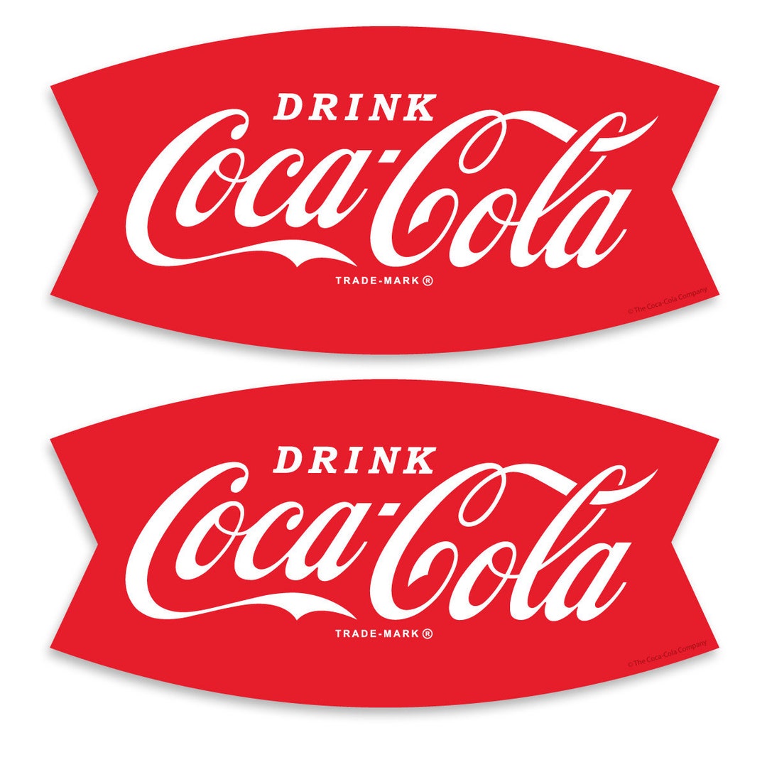 Coca-cola Vinyl Sticker, Drink Coke Fishtail Set of 2, Officially ...