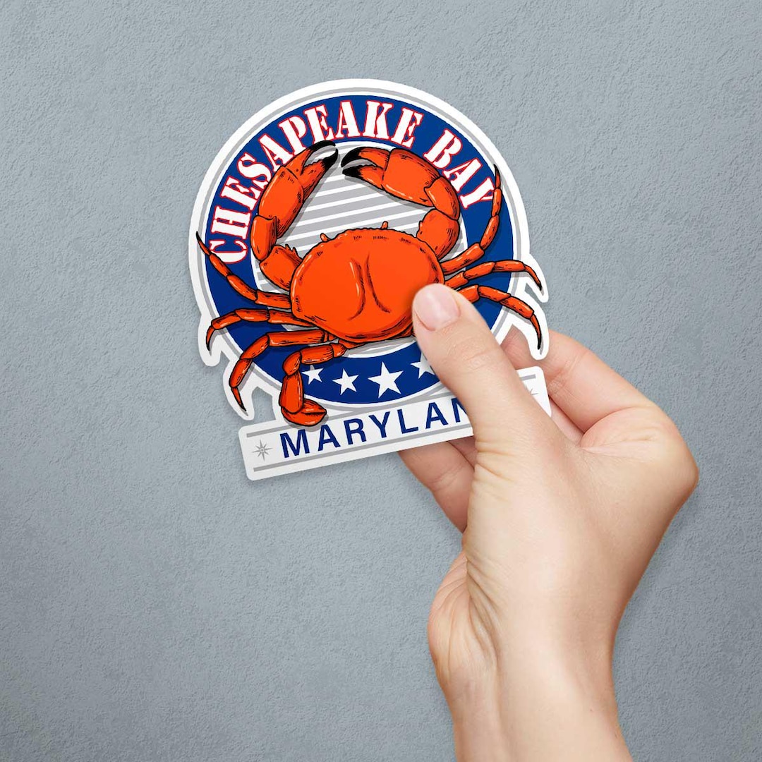 Vinyl Sticker, Chesapeake Bay Maryland Crab Die Cut Decal, for ...
