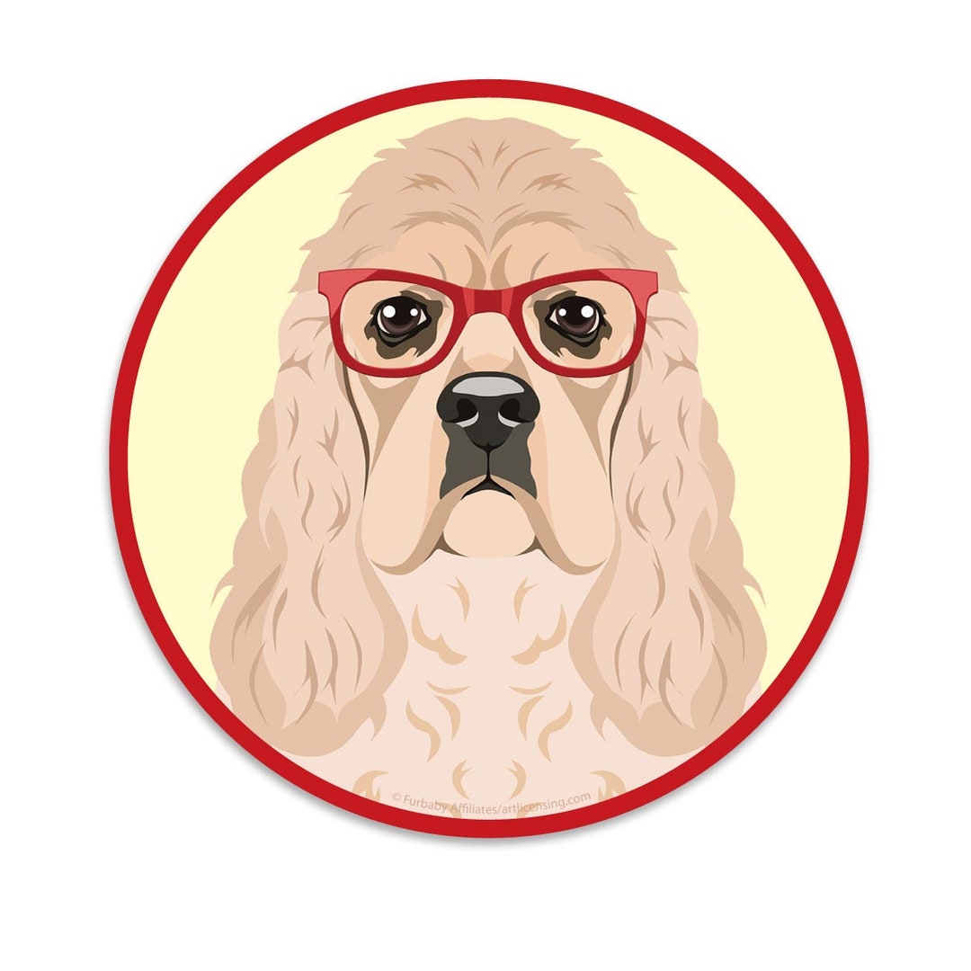 Mini Sticker American Cocker Spaniel Dog Wearing Hipster Glasses, Vinyl ...
