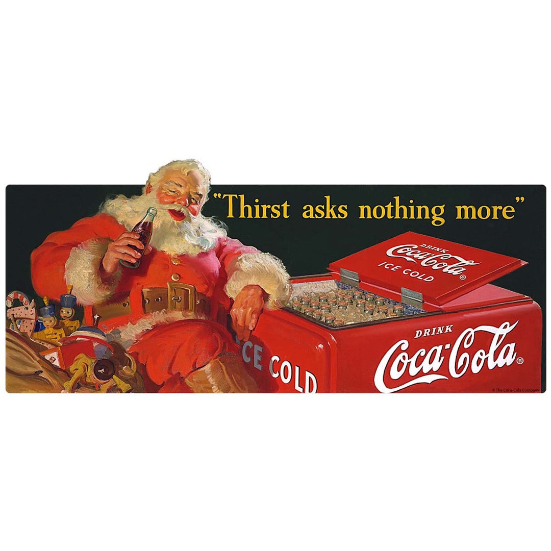 Coca-cola Vinyl Wall Decal, Coke Santa Thirst Asks Nothing More ...