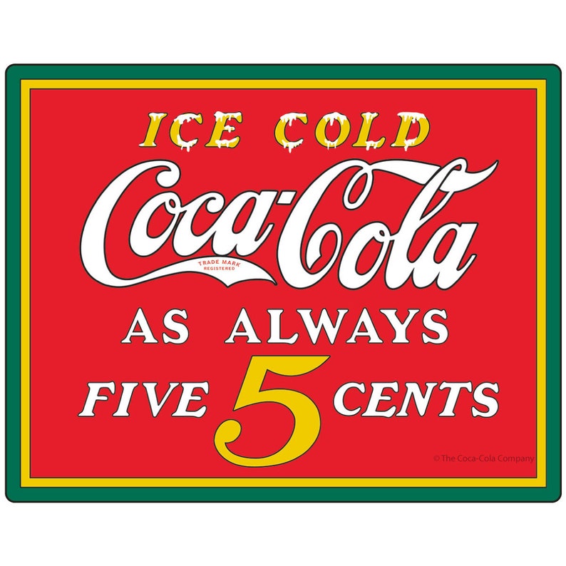 Coca-cola Ice Cold 5 Cents Vinyl Sticker - Etsy