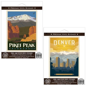 Denver Colorado Pikes Peak Sticker Set of 2, Bumper Stickers, Suitcase ...