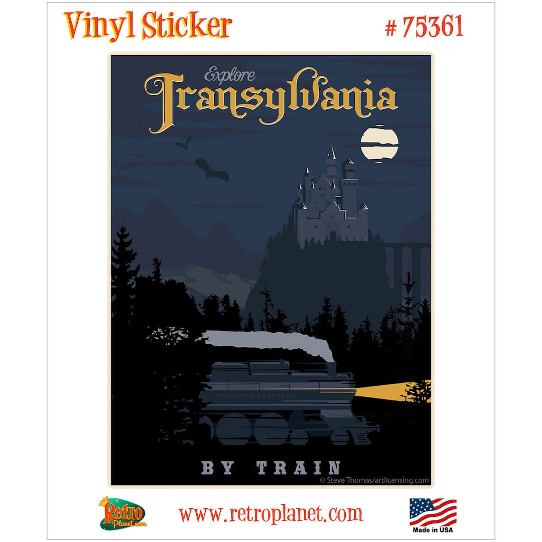 Vinyl Sticker; Transylvania Dracula by Train Travel Ad Luggage Car ...