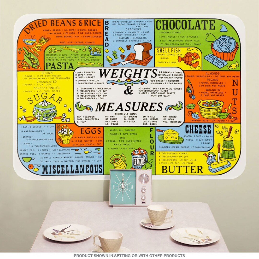Cooking Weights Measurements Wall Decal Peel & Stick Kitchen and Diner ...