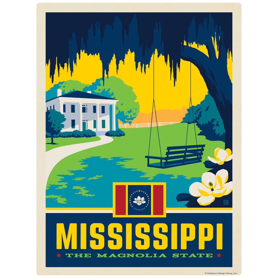 Wall Decal: Mississippi Magnolia State Decal Peel and Stick Decor, US ...