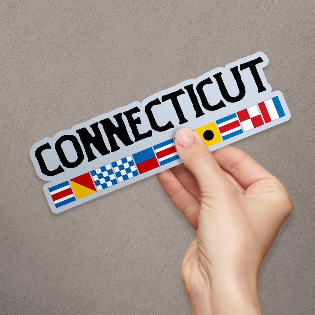 Bumper Sticker; Connecticut Nautical Flag Large Vinyl Sticker, for ...