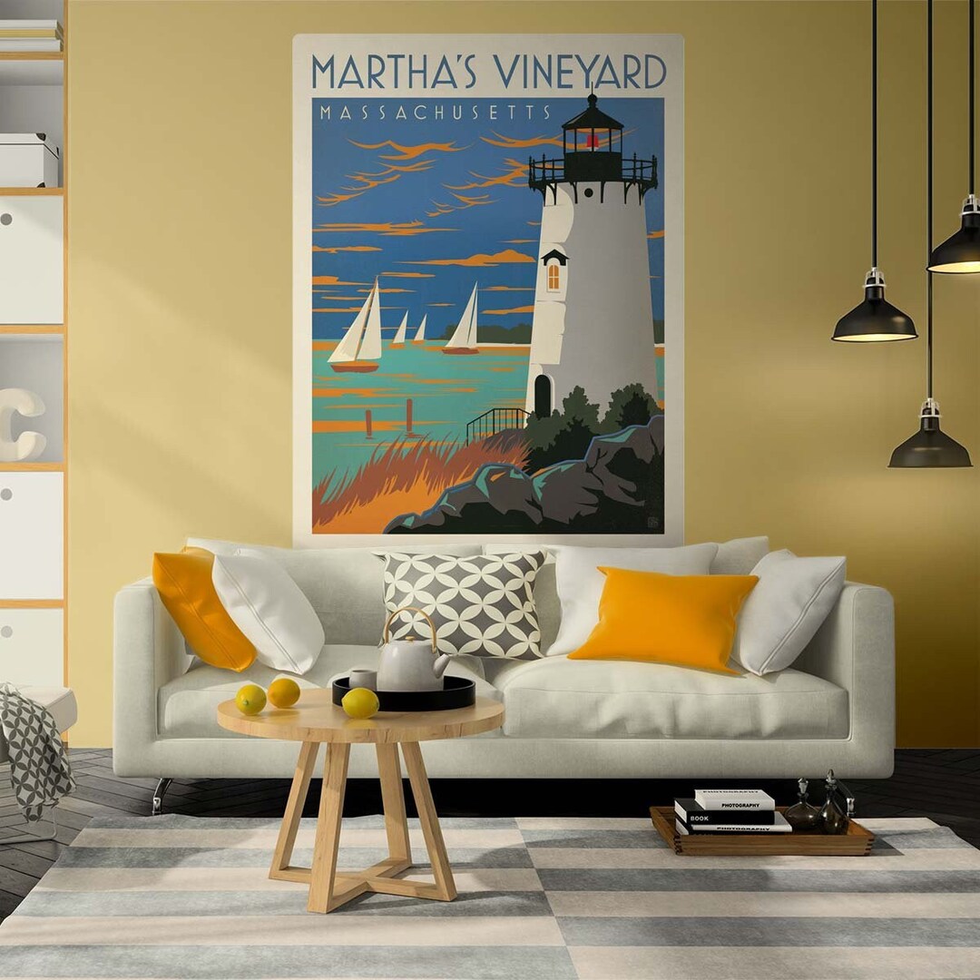 Wall Decal Marthas Vineyard Lighthouse Massachusetts Peel and Stick ...