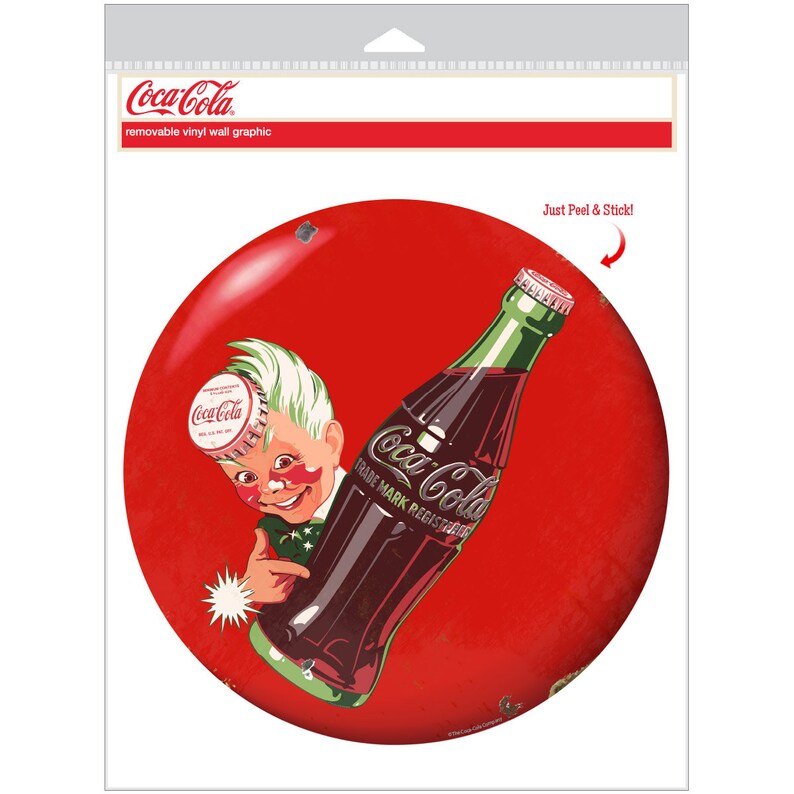 Coca-cola Decal Sprite Boy Red Disc Bottle Distressedvinyl | Etsy