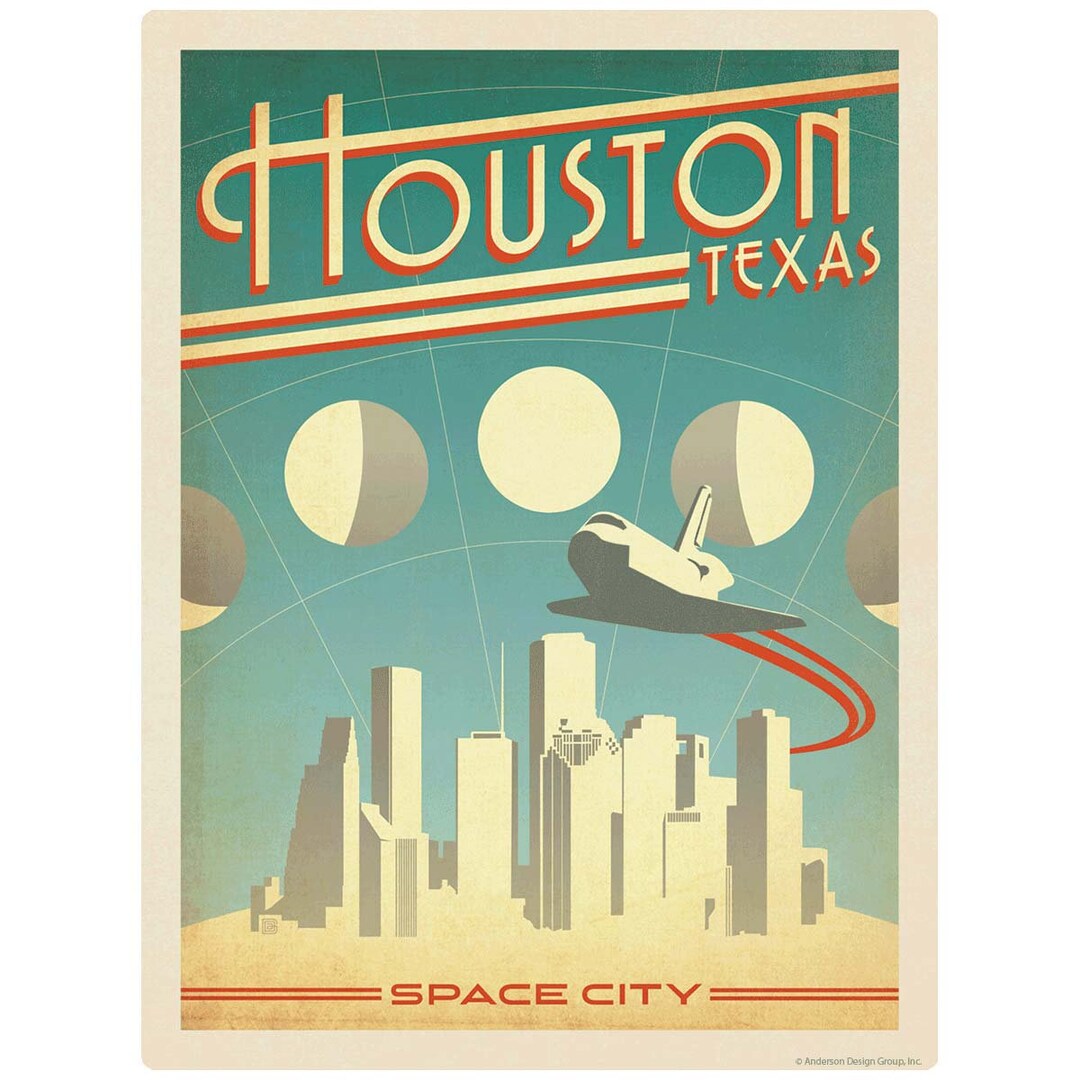 Houston Space City Sticker, Vintage Style Texas Travel Decal - Etsy