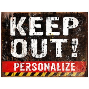 Personalized Decal, Keep Out Warning Wall Decal, for Garage, Gameroom ...