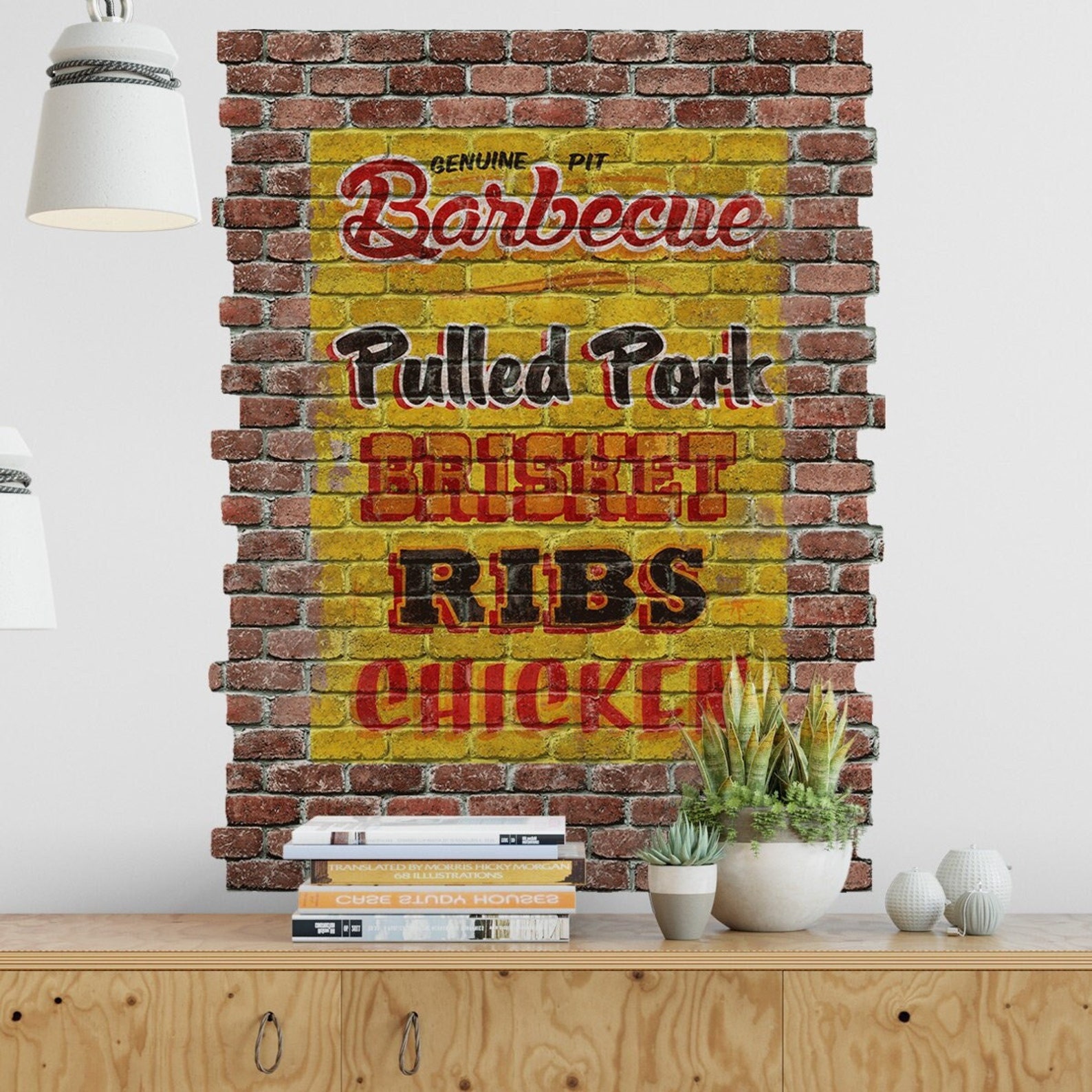 Pit Barbecue Menu Faux Brick Mural Jumbo Peel & Stick Graphic - Etsy