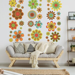 Mod Flowers Wall Decals, Groovy 60s 70s Style Peel & Stick Decals for ...