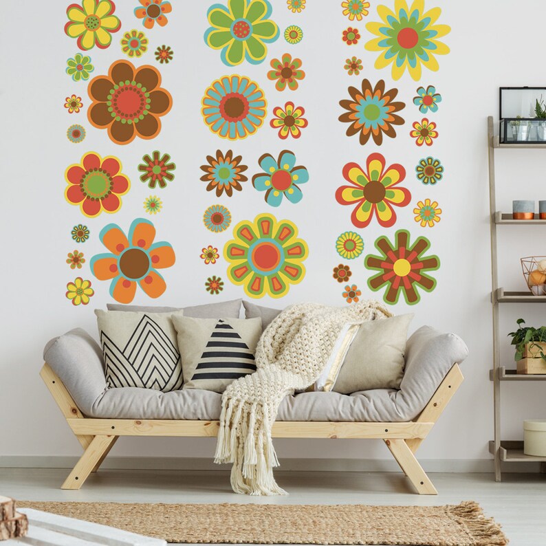 Mod Flowers Wall Decals Groovy 60s 70s Style Peel & Stick - Etsy