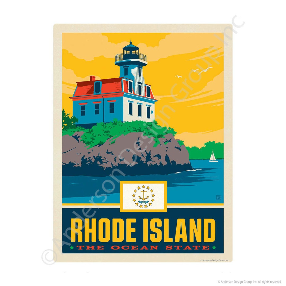 Mini Vinyl Sticker Rhode Island Ocean State Pomham Rocks, Waterproof ...