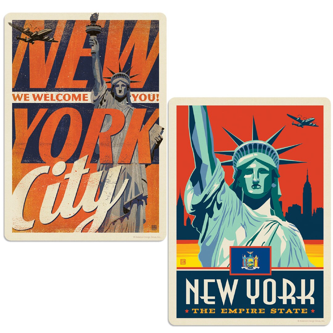 Sticker Set; New York City Welcome Statue of Liberty, Set of 2 ...