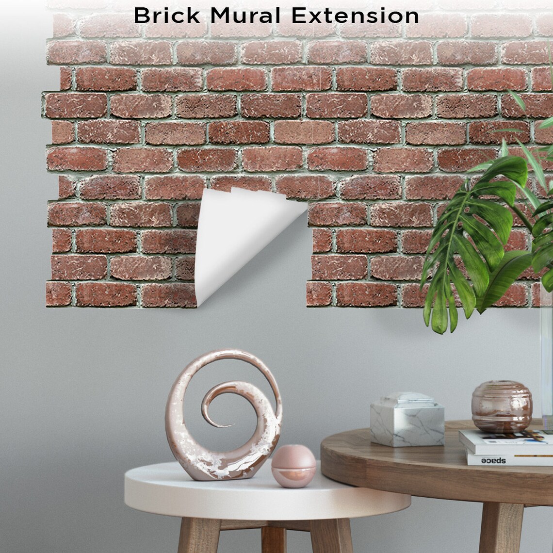 Plain Faux Brick Wall Decal Vertical Panel Mural Peel & Stick Graphic ...