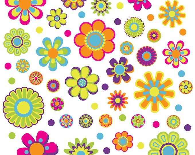 Rickie Tickie Stickies, Flower Power Stickers, Set of 6 Vintage 1970s ...